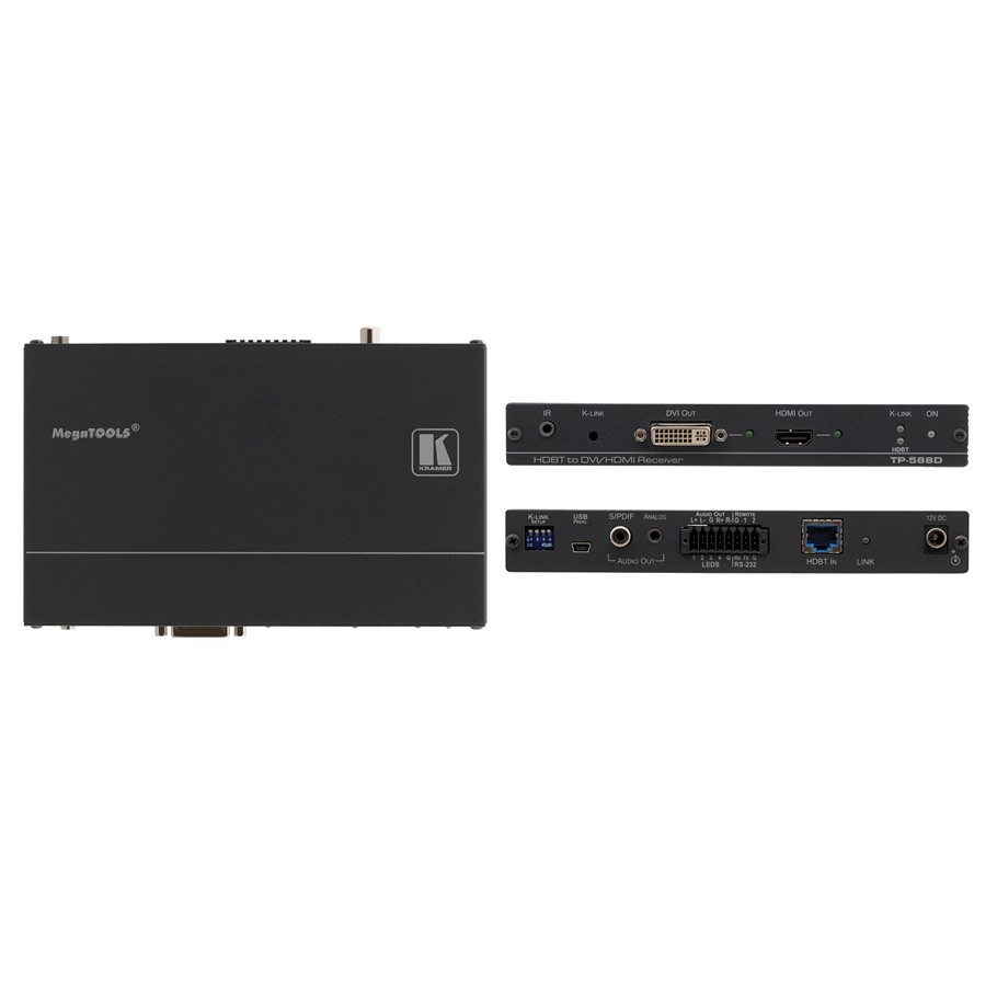 Kramer TP-588D | 4K60 4:2:0 HDMI-DVI PoE Receiver with Ethernet, RS-232 ...